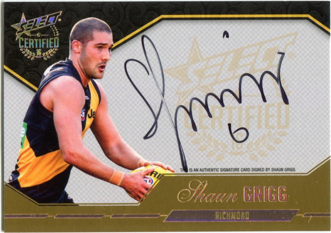 2016 Select Certified AFL Certified Signatures SCS27 Shaun Grigg 114/ ...