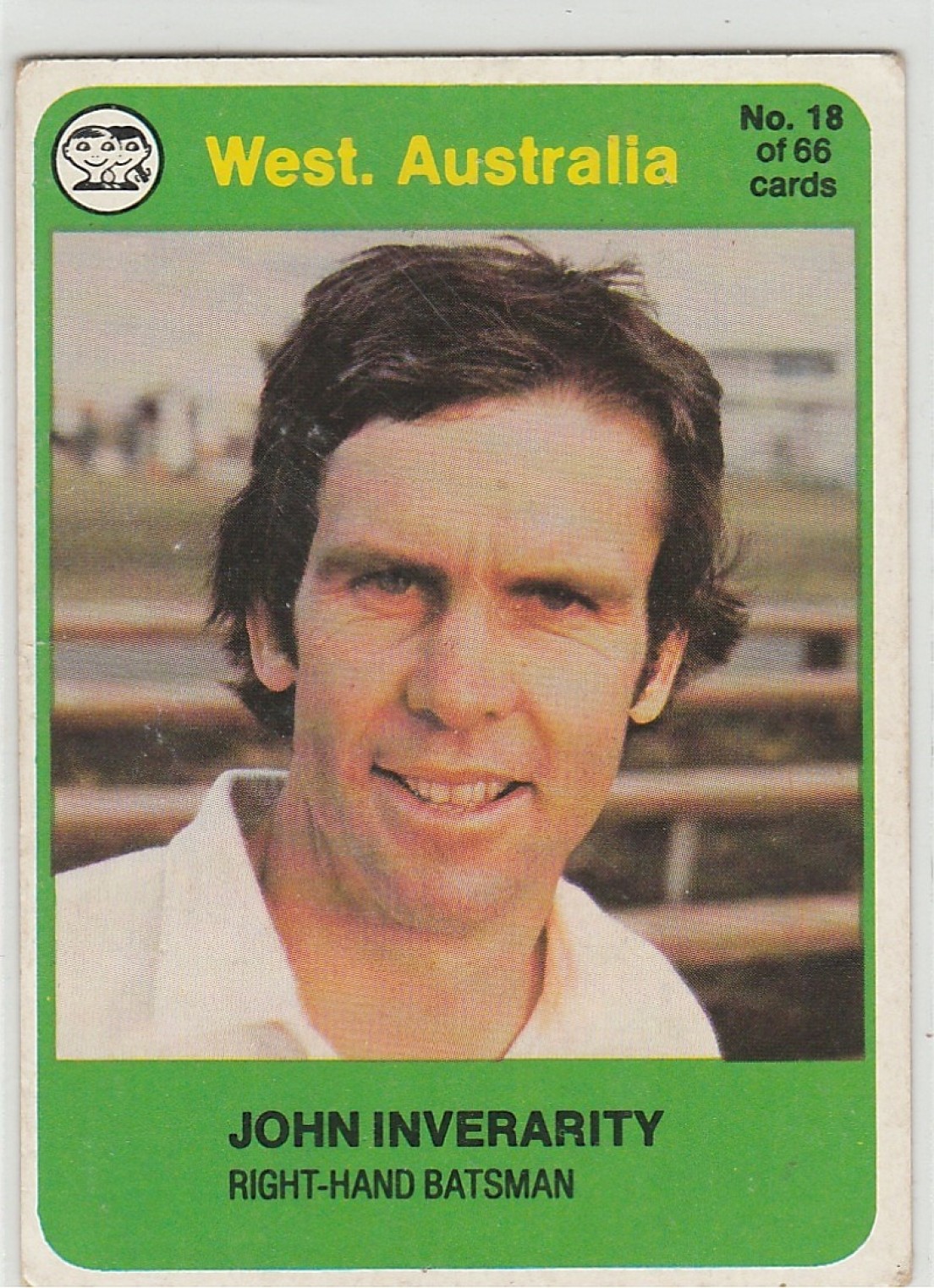 1978 SCANLENS CRICKET - No.18 John INVERARITY (WESTERN AUSTRALIA) | Gimko