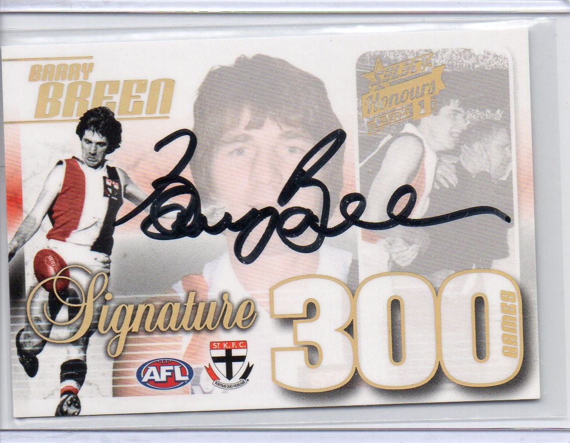 2014 Select Honours 300 Games Case Card Signature CC53S Barry Breen 19/ ...