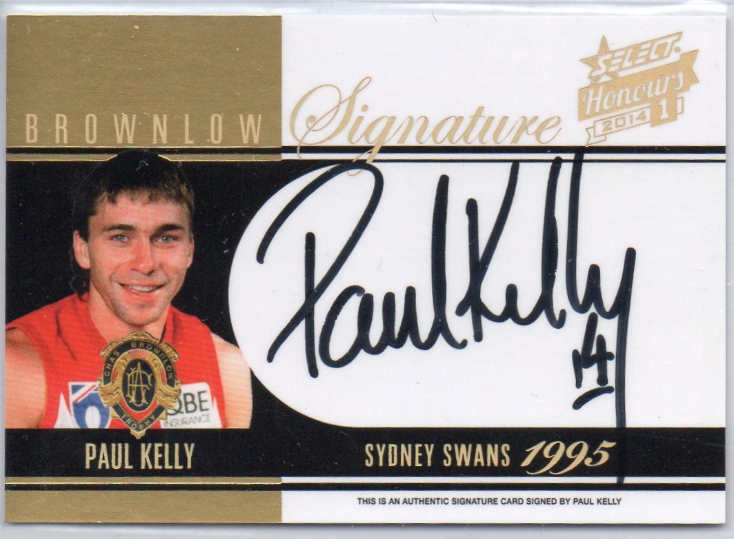 2014 AFL Select Honours Brownlow Signature BMS4 Paul Kelly 027/200 ...