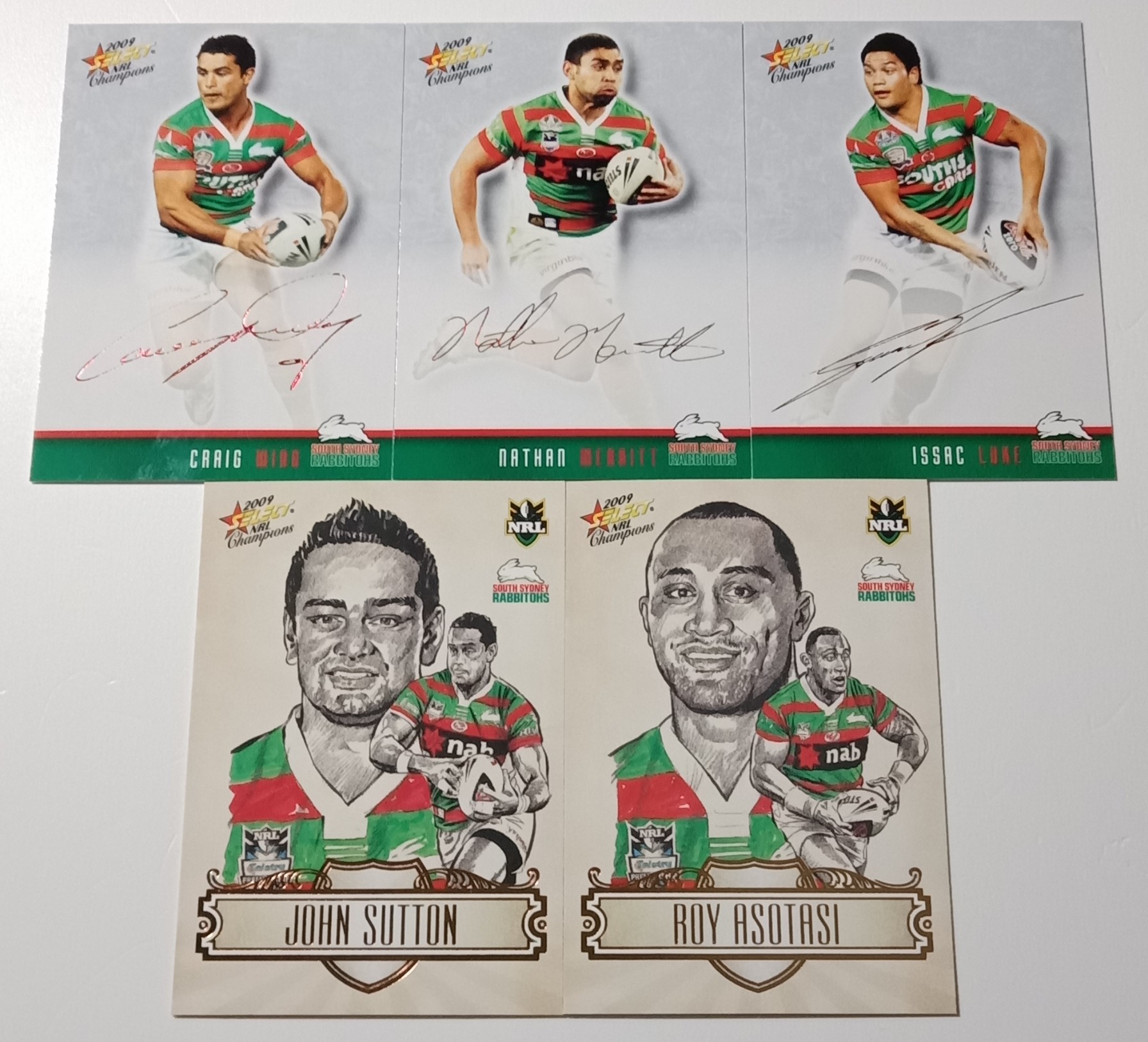 2009 NRL SELECT CHAMPIONS SOUTH SYDNEY RABBITOHS TEAM MASTER SET LOT ...